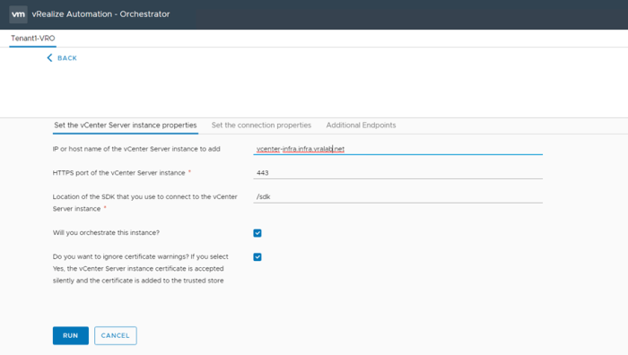 Configure vRealize Orchestrator – Add a vCenter Server Instance – vCloudInsights